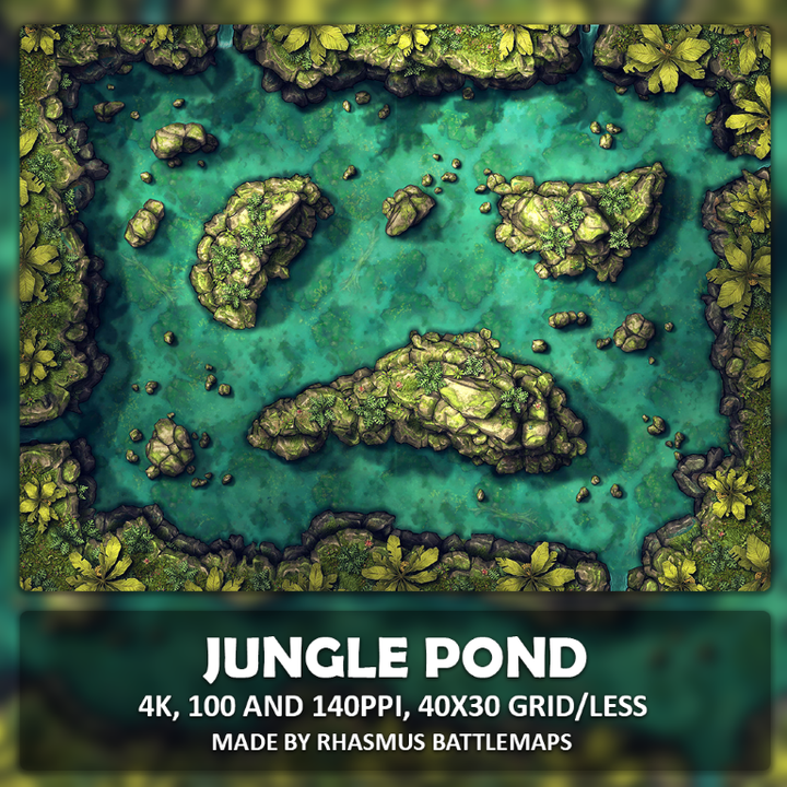 3D Printable Jungle Pond Map by Rhasmus Battlemaps